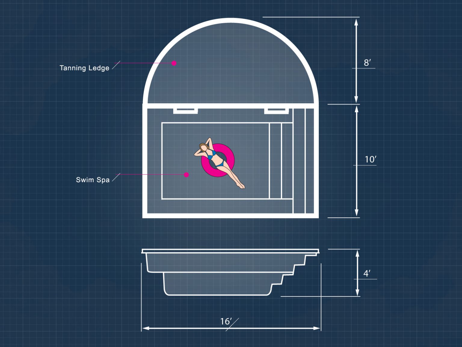 Radiance 16 - Small 10' x 16' Fiberglass Plunge Pool
