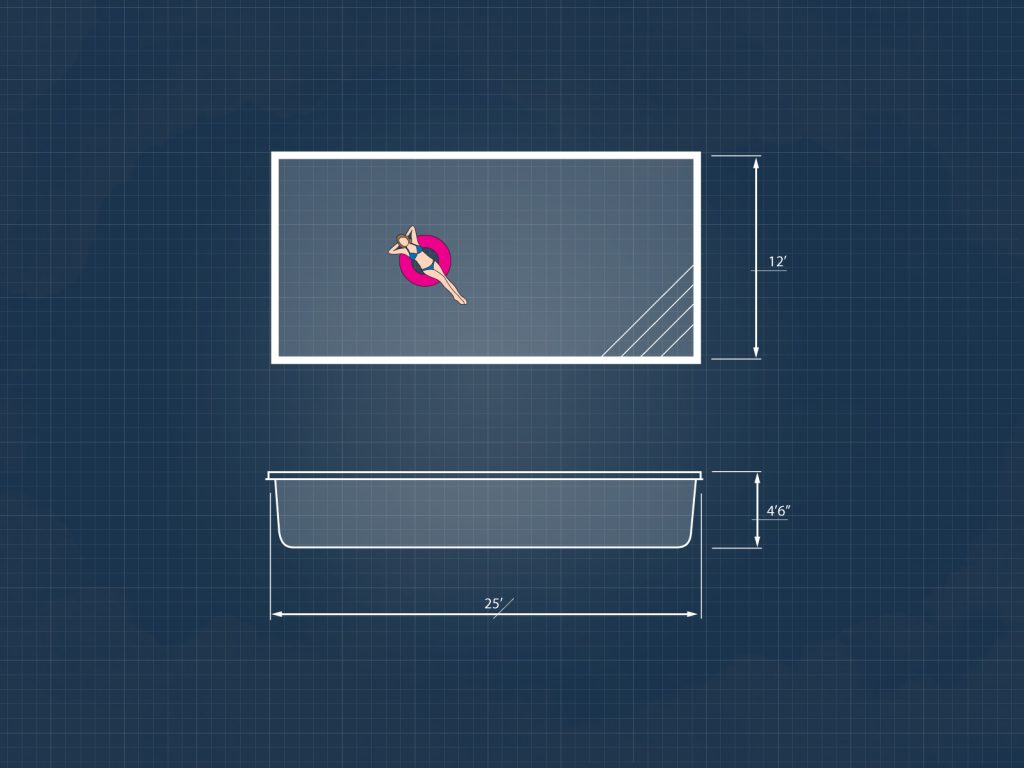 Radiance 25 - 12' x 25' Rectangle Flat-Bottom Fiberglass Pool