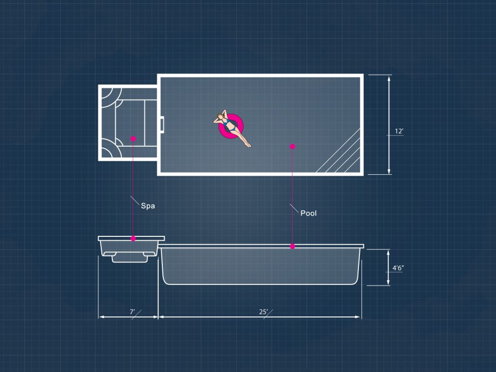 Radiance 25 - 12' x 25' Rectangle Flat-Bottom Fiberglass Pool