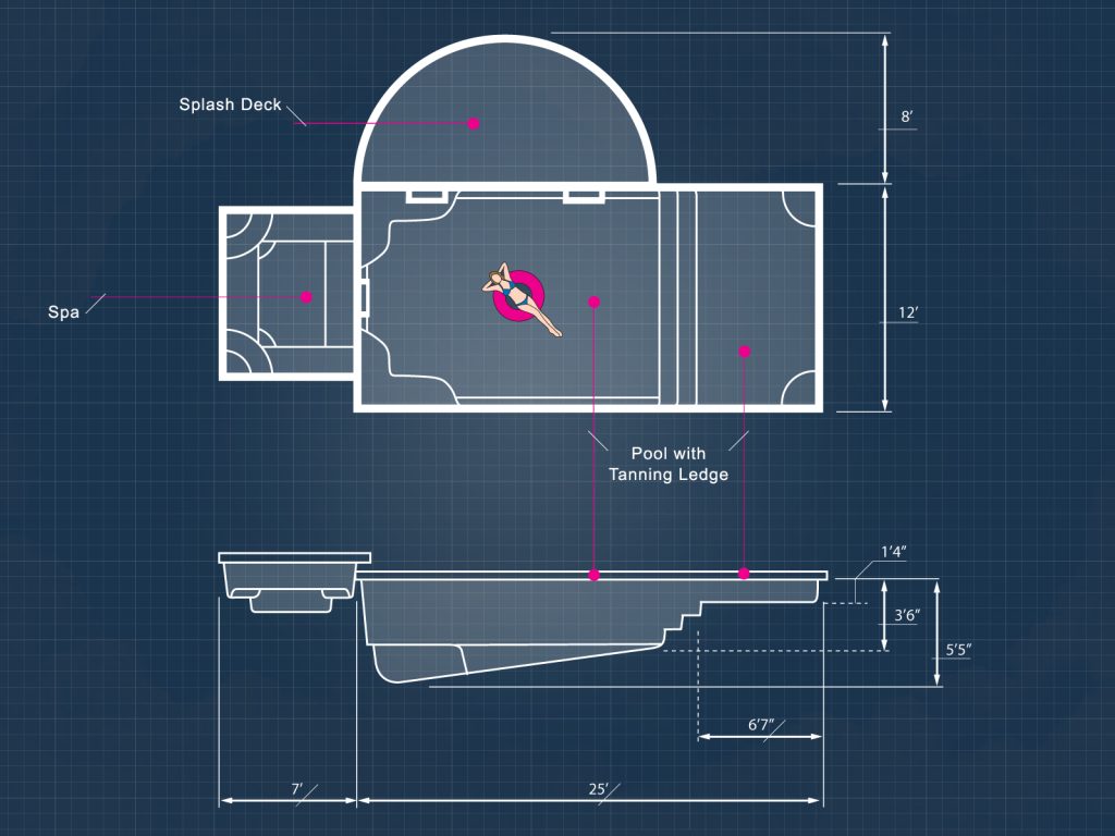 Radiance T25 - 12' x 25' Rectangle Pool with Tanning Ledge