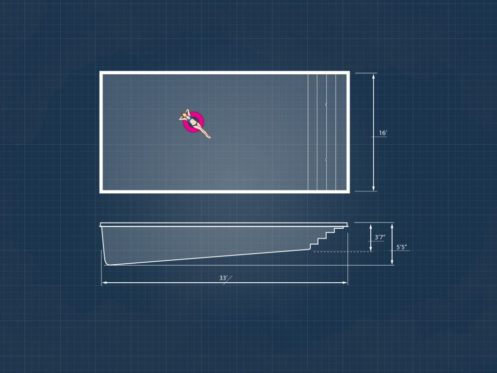 Radiance 33 - Rectangular 16' x 33' Inground Fiberglass Pool